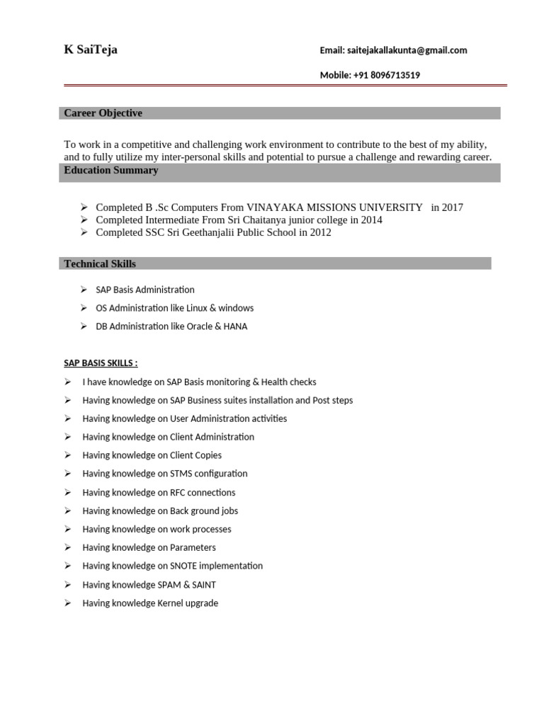 Kallakunta Sai Teja - Resume | PDF