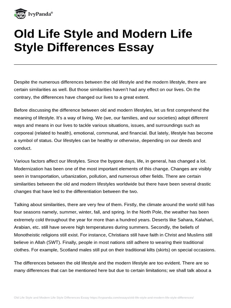 Old Life Style and Modern Life Style Differences | PDF