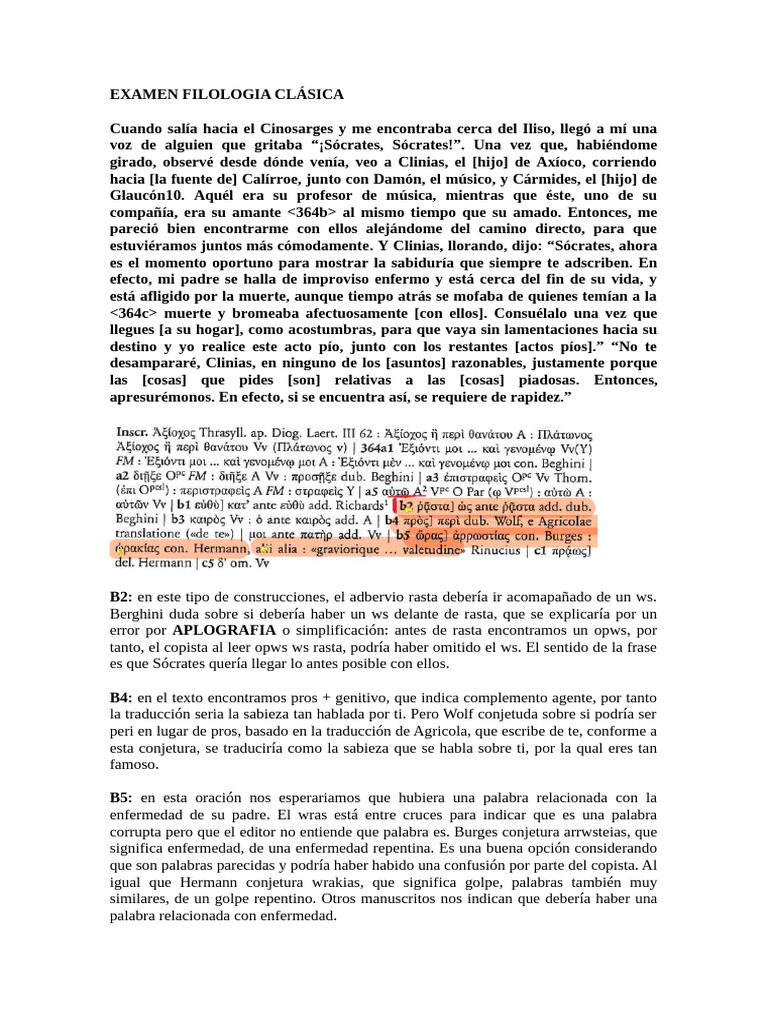 Examen Filologia Clásica | PDF