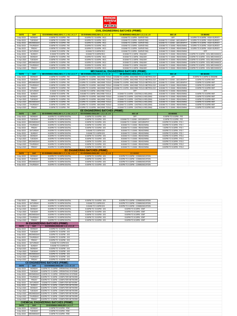 2120imguf PRIME Schedule | PDF