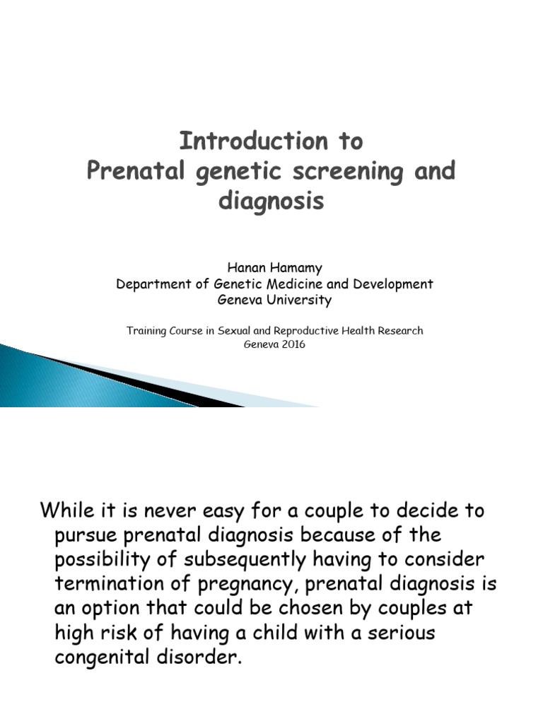 Prenatal Genetic Screening Diagnosis Hamamy 2016 | PDF | Maternal Health | Genetics