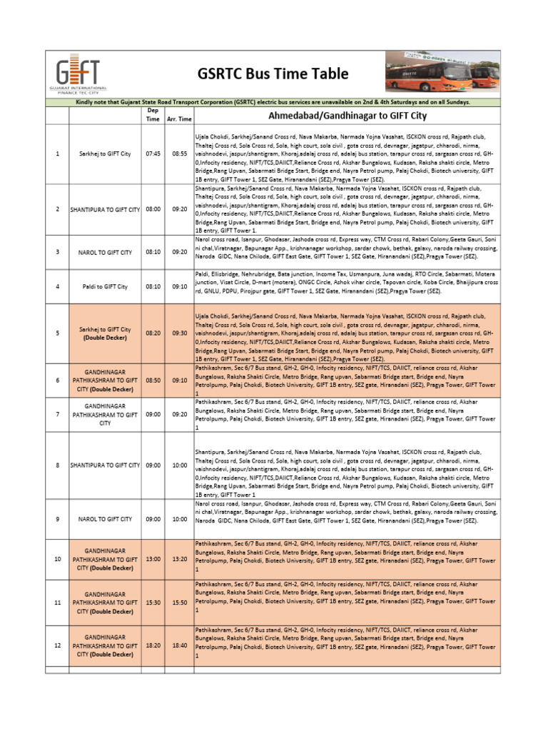 GSRTC Schedule | PDF