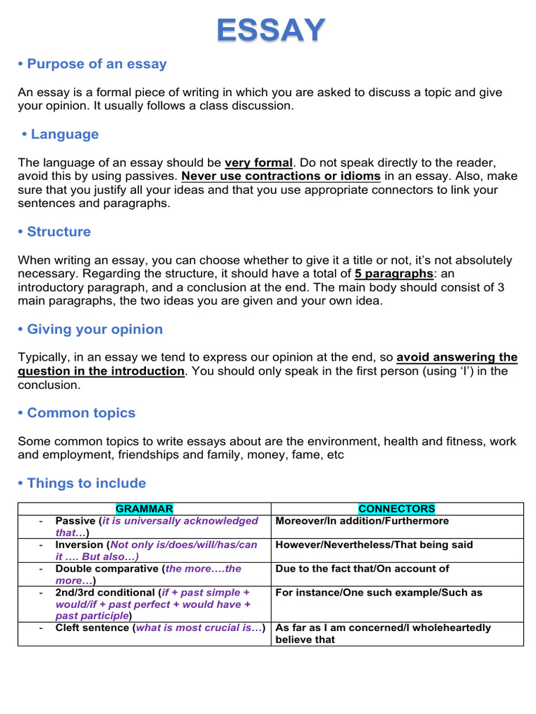 Fce Essay Guide | PDF | Essays | Grammar