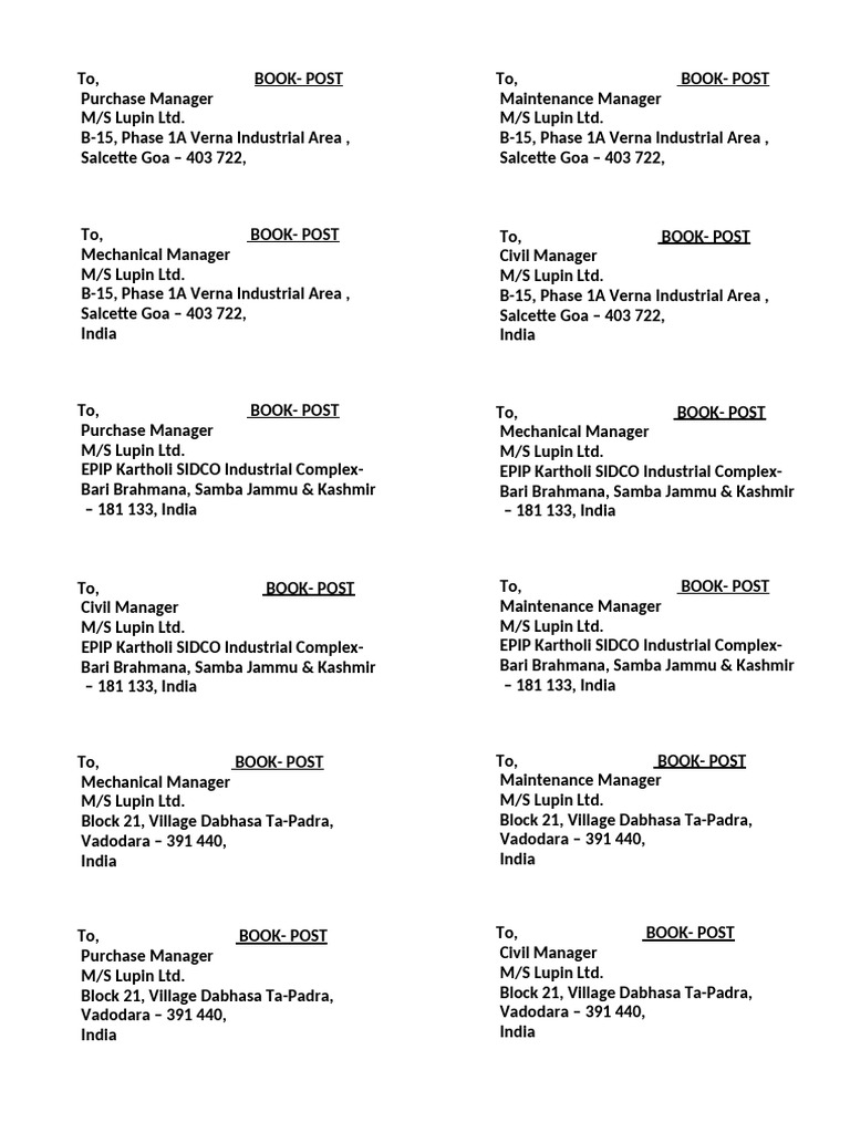Sample Address - Copy 6 | PDF