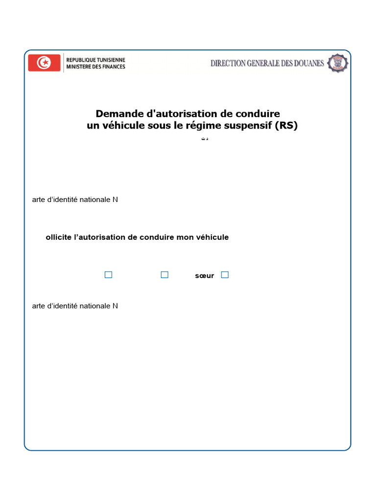 2019 05 17 Form Autorisation de Conduire Un Véhicule RS FR | PDF