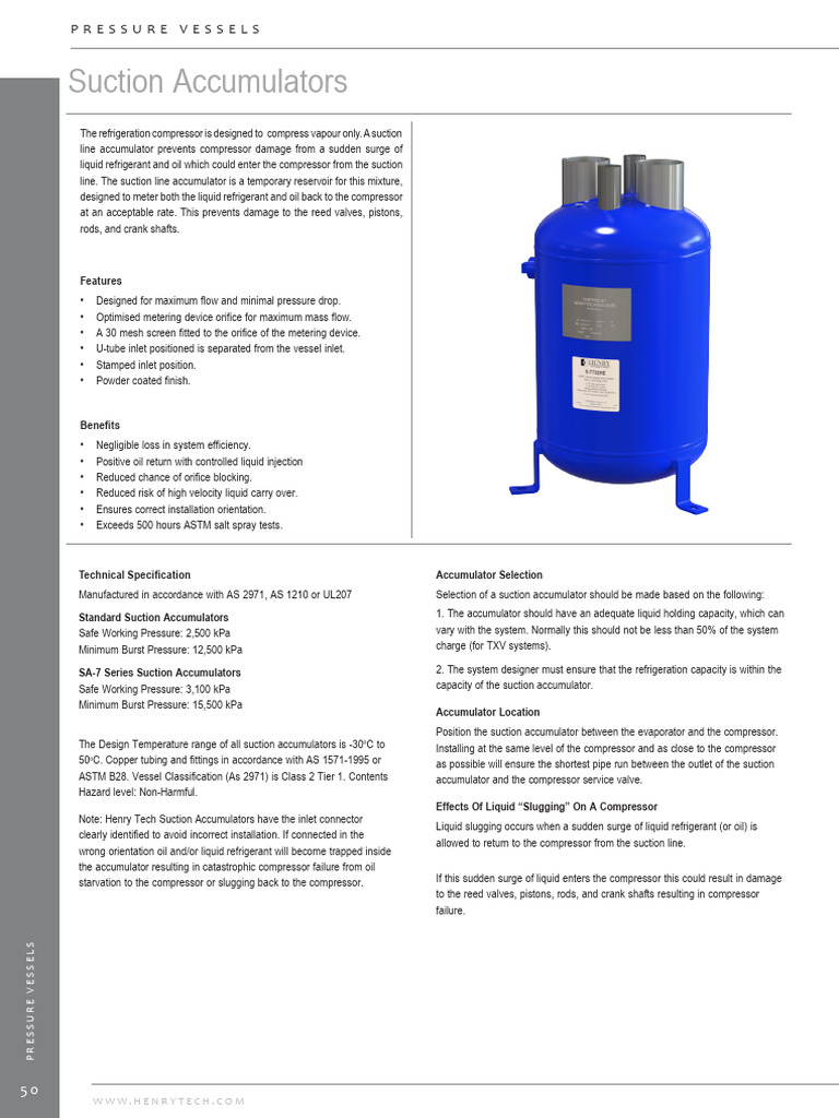 Suction Accumulators Extract | PDF
