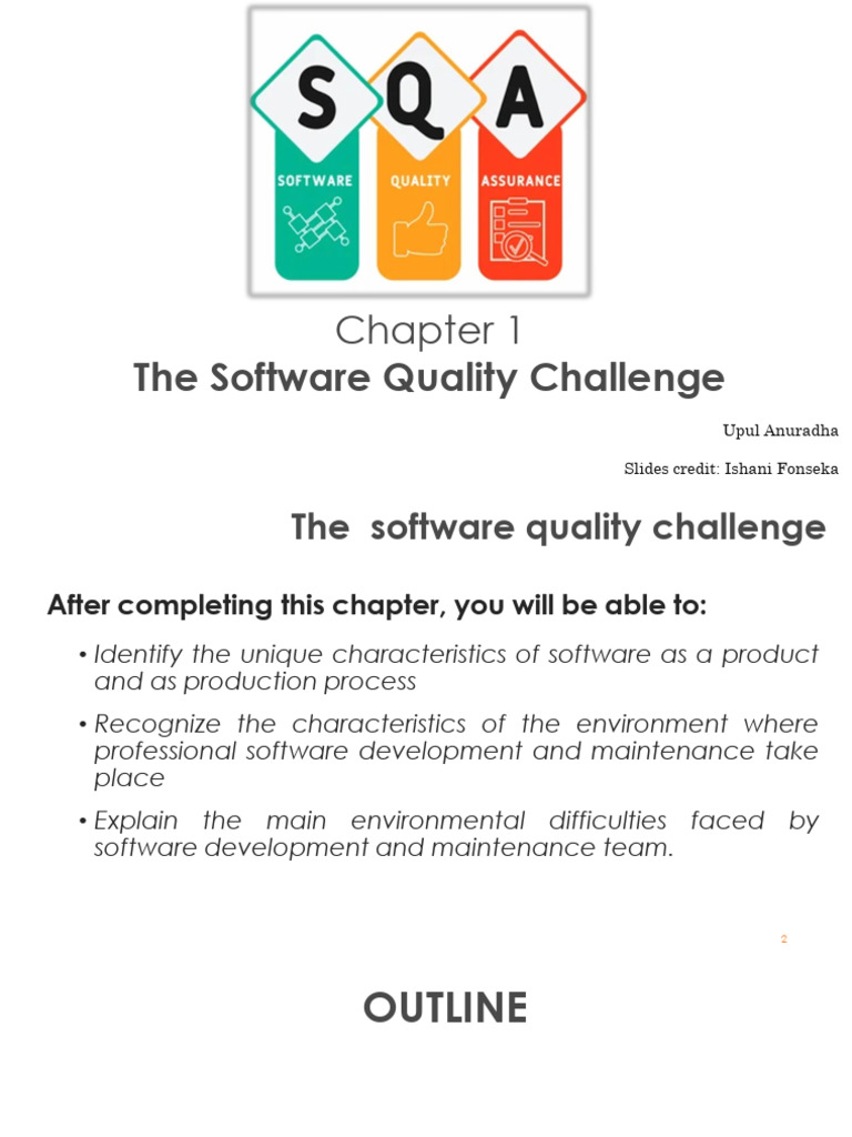 Lecture 2 - SQA - Chapter1 - Software Quality Challenge | PDF