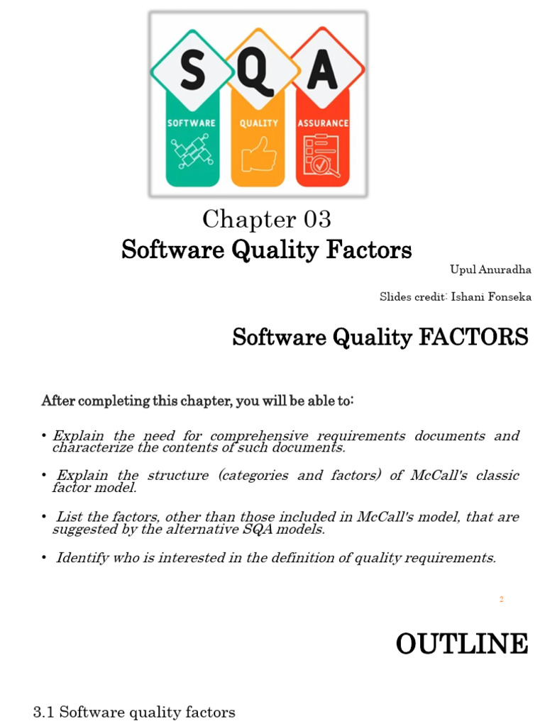Lecture 4 - SQA - Chapter3 - Software Quality Factors | PDF