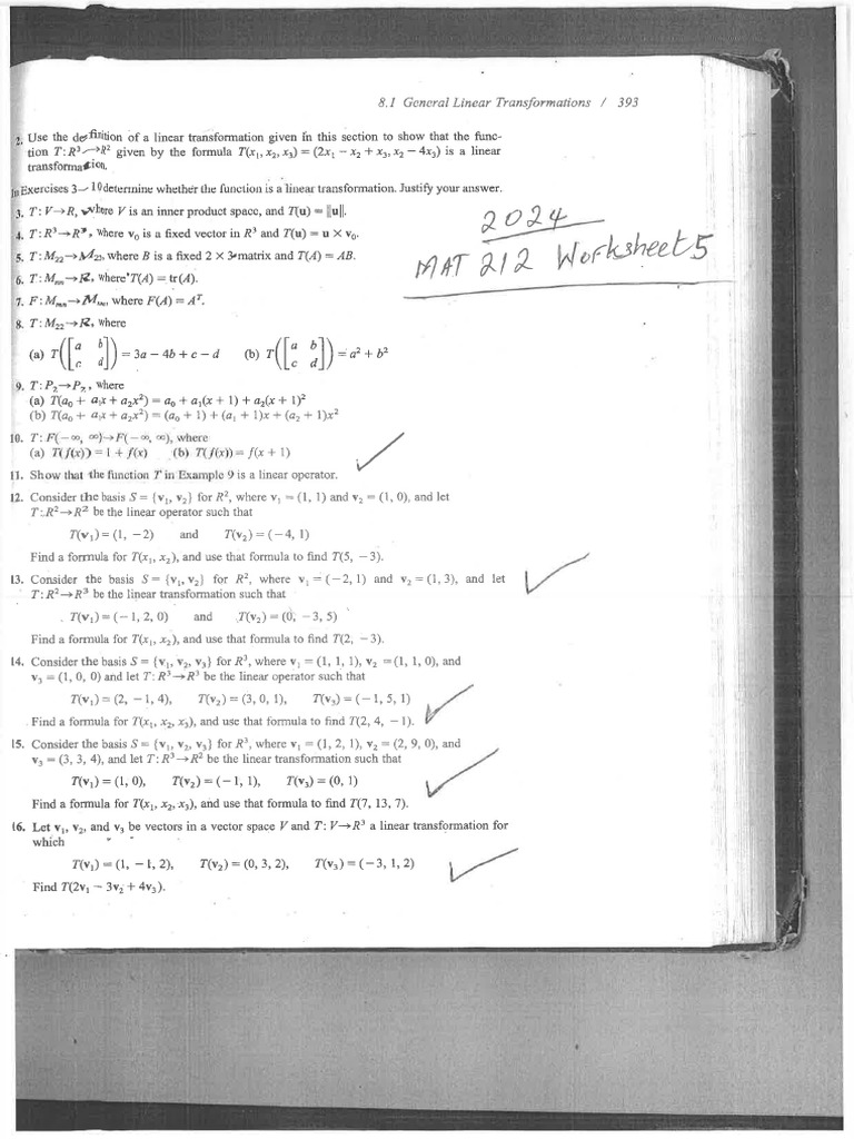 Mat 212 Worksheet 5 | PDF