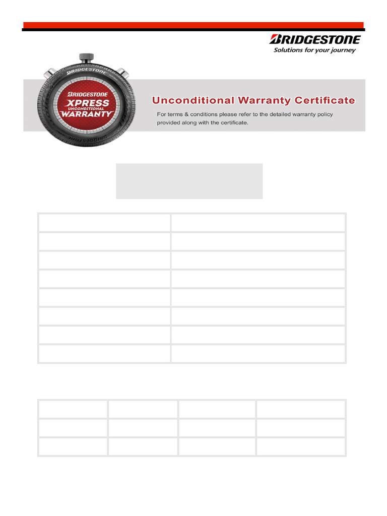 Warranty Certificate | PDF | Tire | Finance & Money Management