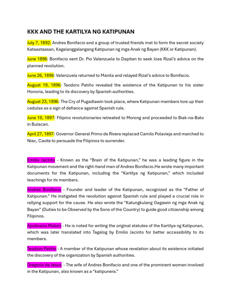KKK and The Kartilya NG Katipunan | PDF