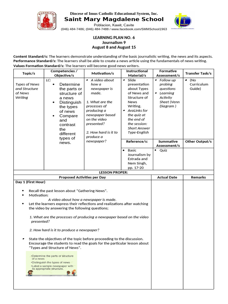 Types and Structure of News | PDF