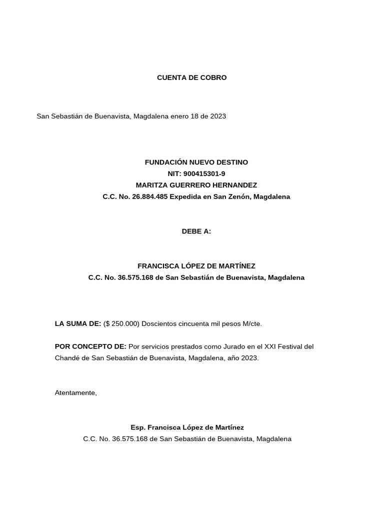 Cuenta de Cobro | PDF