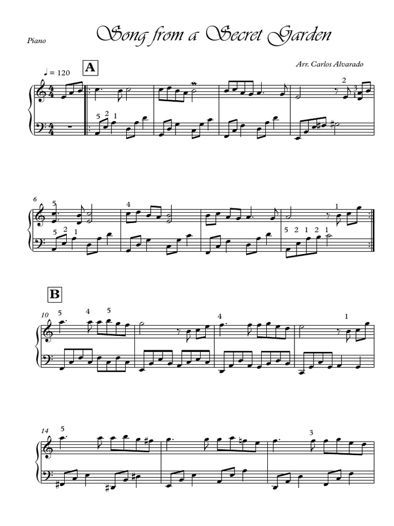 Piano - Secret Garden K | PDF