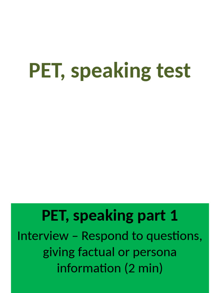PET, Speaking Test | PDF