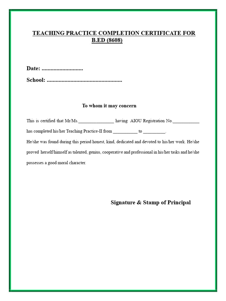 Teaching Certificate | PDF