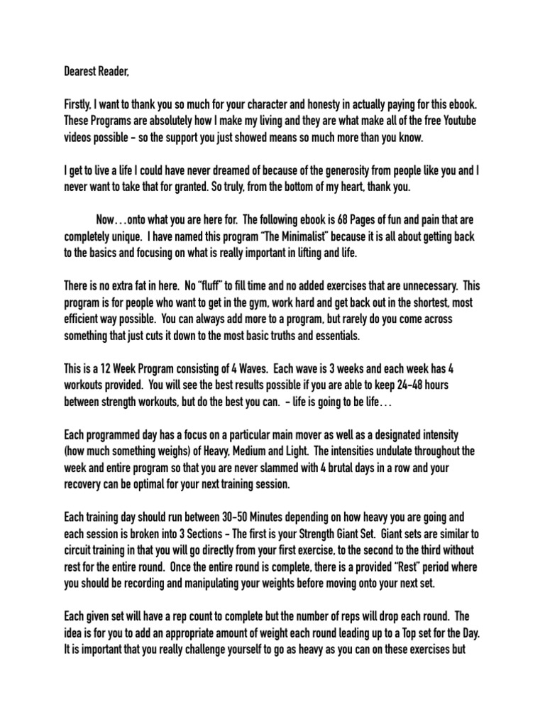 $25 MINIMALIST Program | PDF