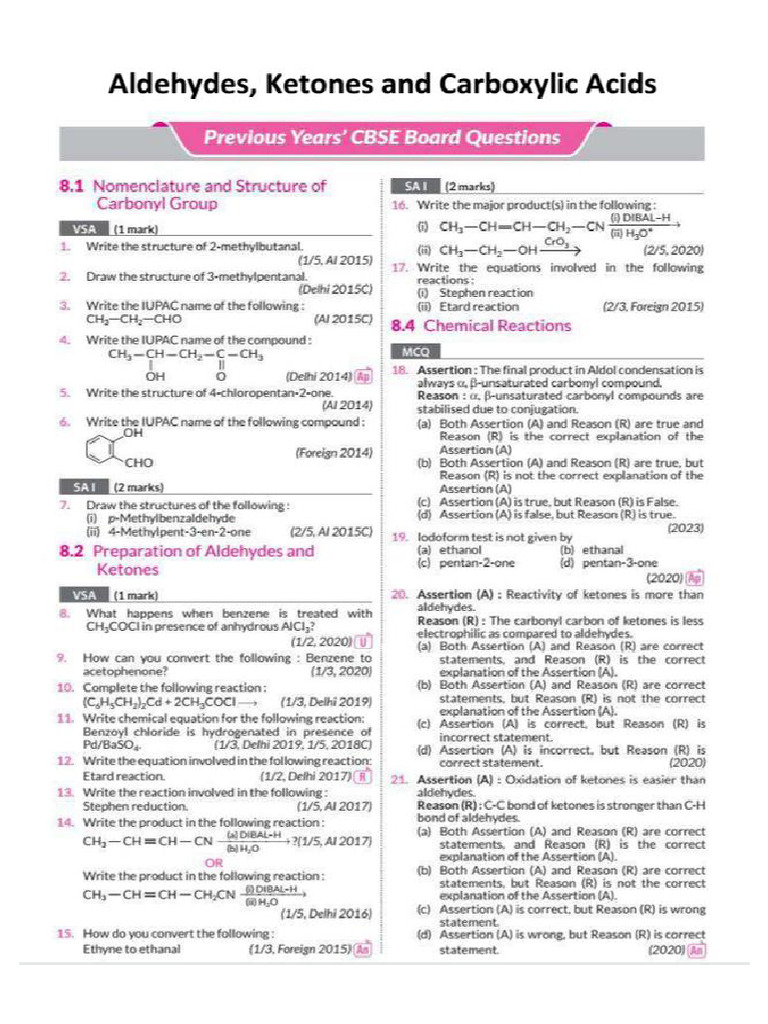 Aldehydes, Ketones and Carboxylic Acids | PDF
