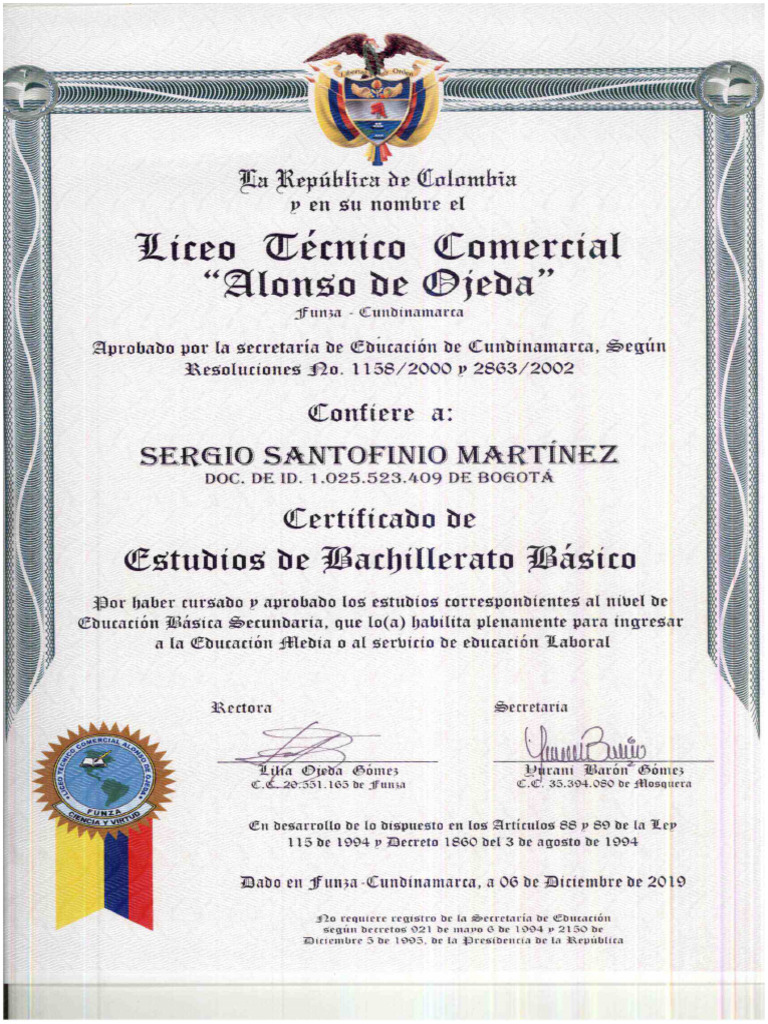 Diploma Bachiller 11 SSM | PDF