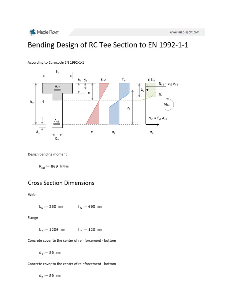 Bending Design of RC Tee Section | PDF