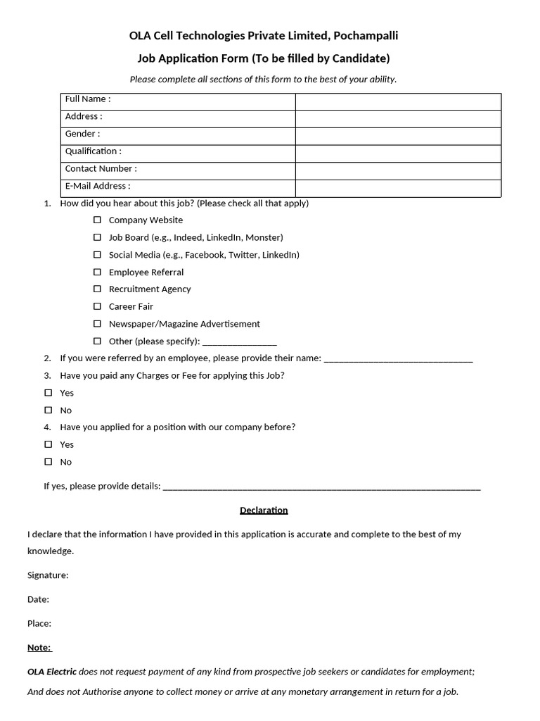 Candidate Declaration Form | PDF