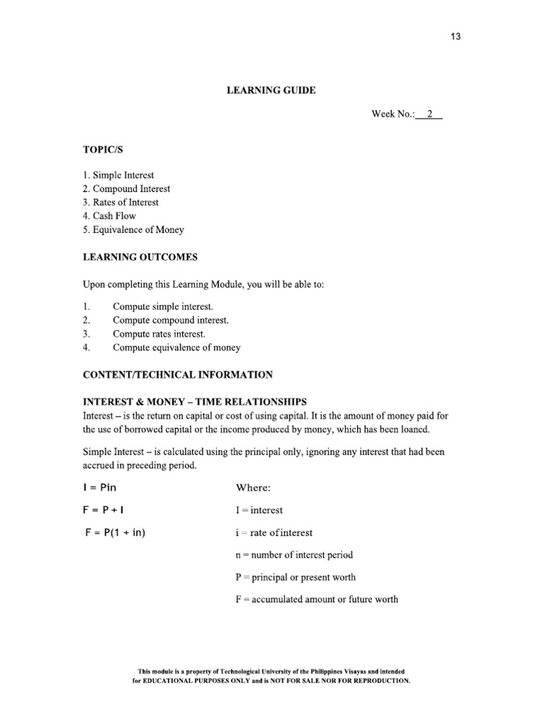 Simple Interest Compound Interest Rates of Interest Cash FLow and ...