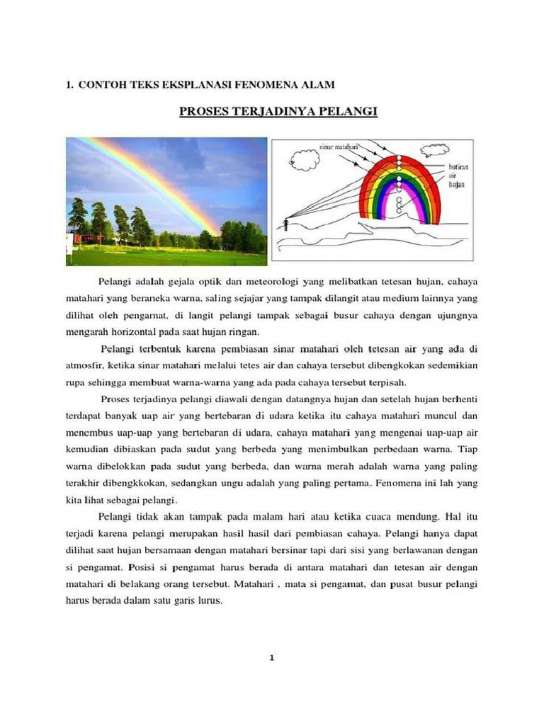 Teks Ekplanasi Proses Terjadinya Pelangi | PDF