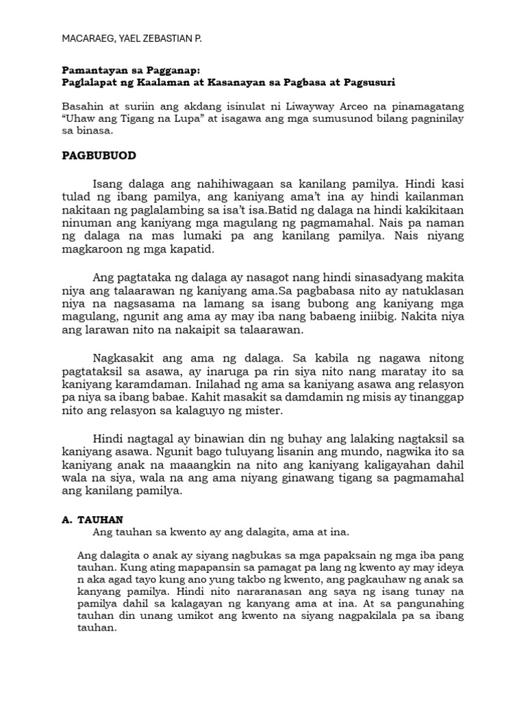 Uhaw Ang Tigang Na Lupa (Review) | PDF