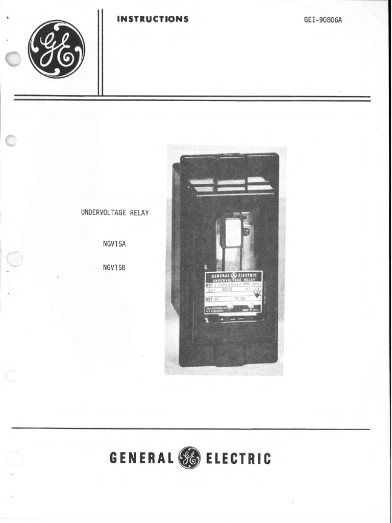 GEI-90806A Undervoltage Relay NGV15A, B | PDF