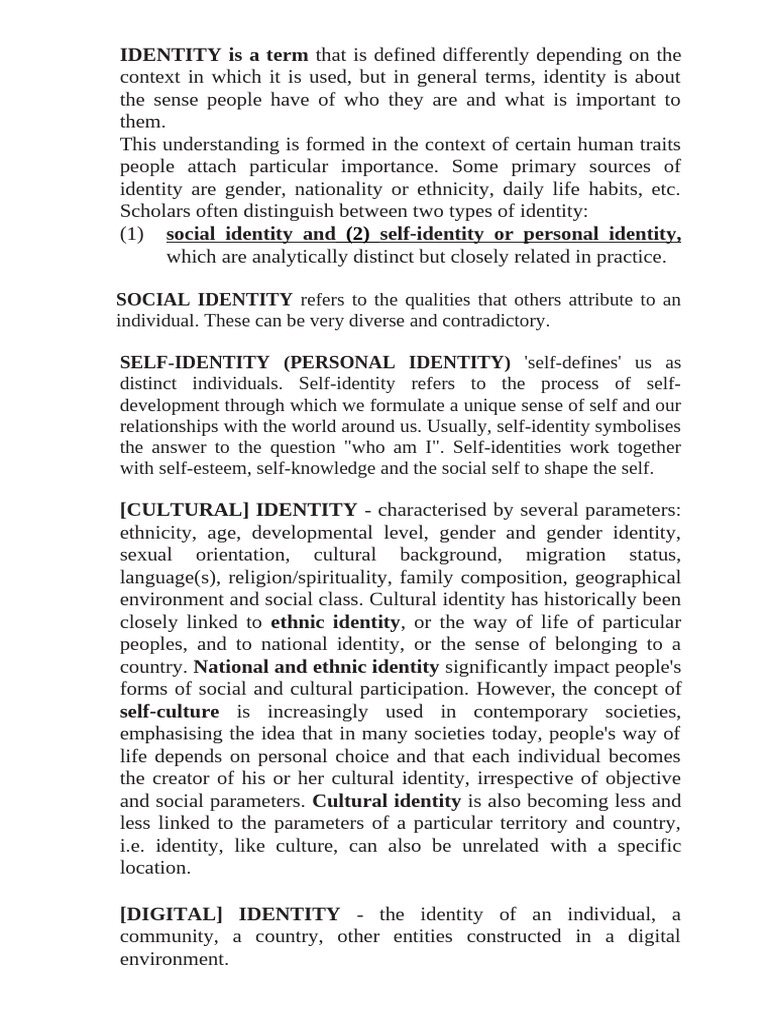 Definitions Identities | PDF