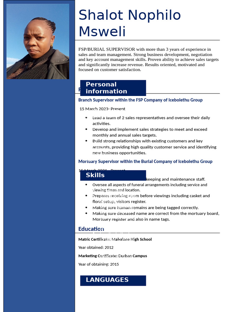 Cv-Nompilo Msweli | PDF