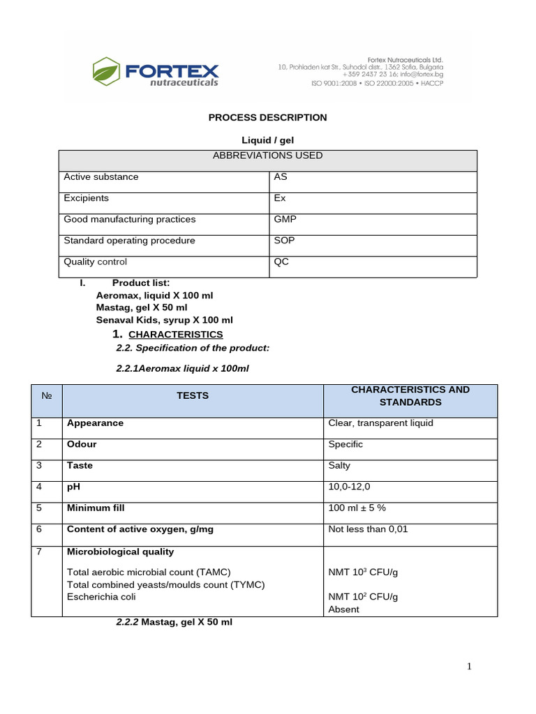 Process Description liquid gel | PDF