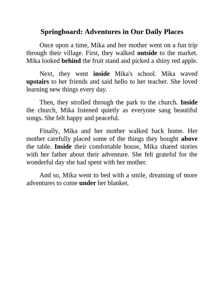 Adventures in Our Daily Places (English Springboard) | PDF