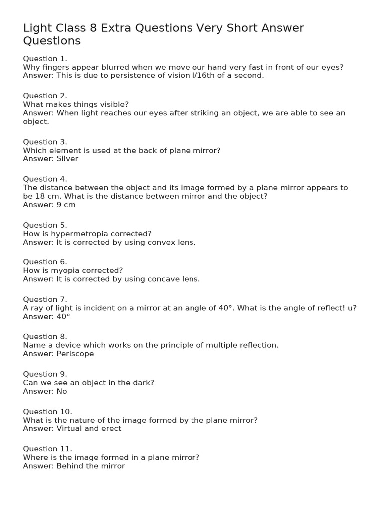 light important questions | PDF