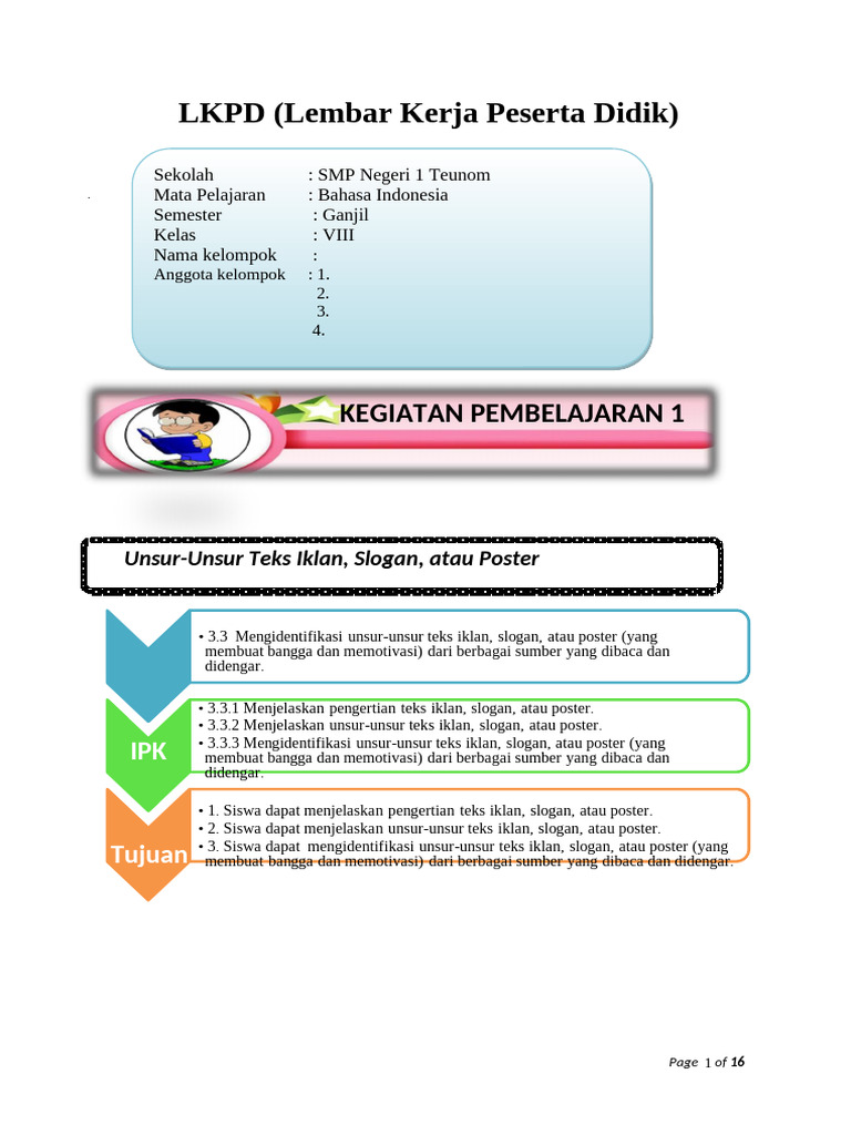 LKPD - Teks Iklan - Liya | PDF