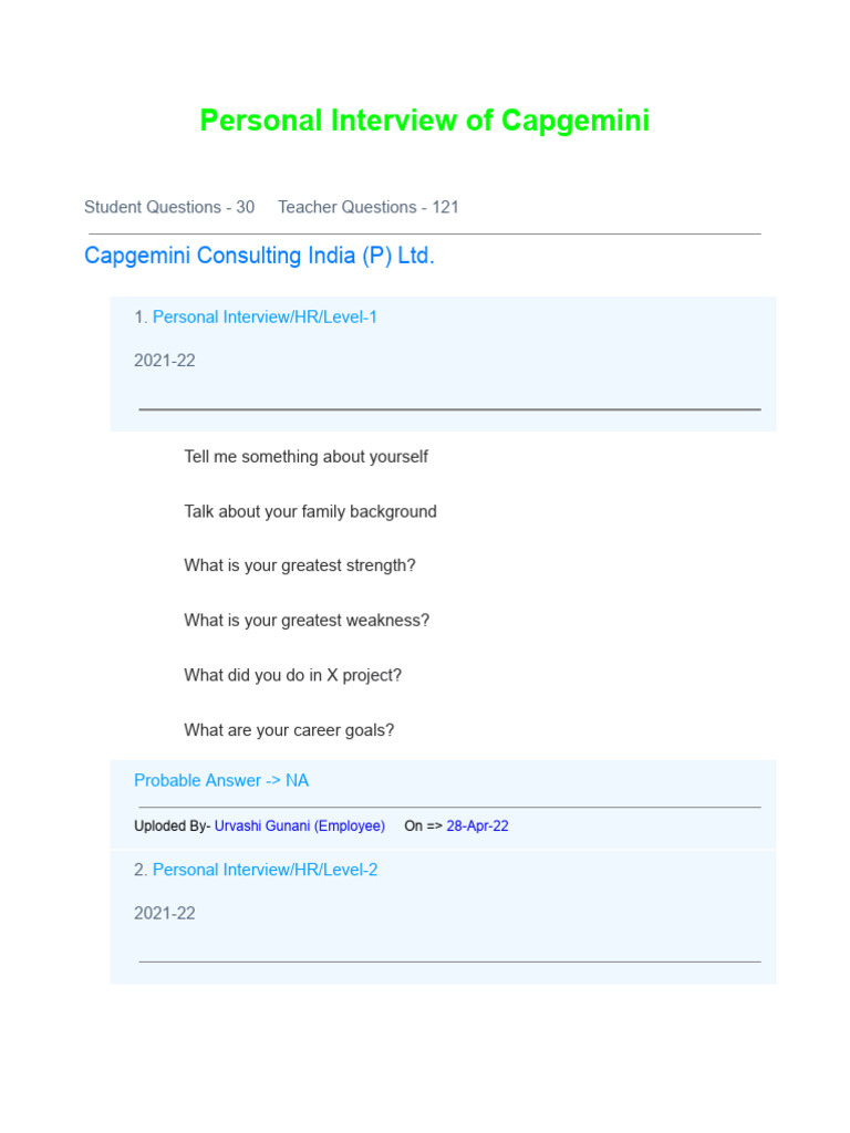 Capgemini PI Que | PDF