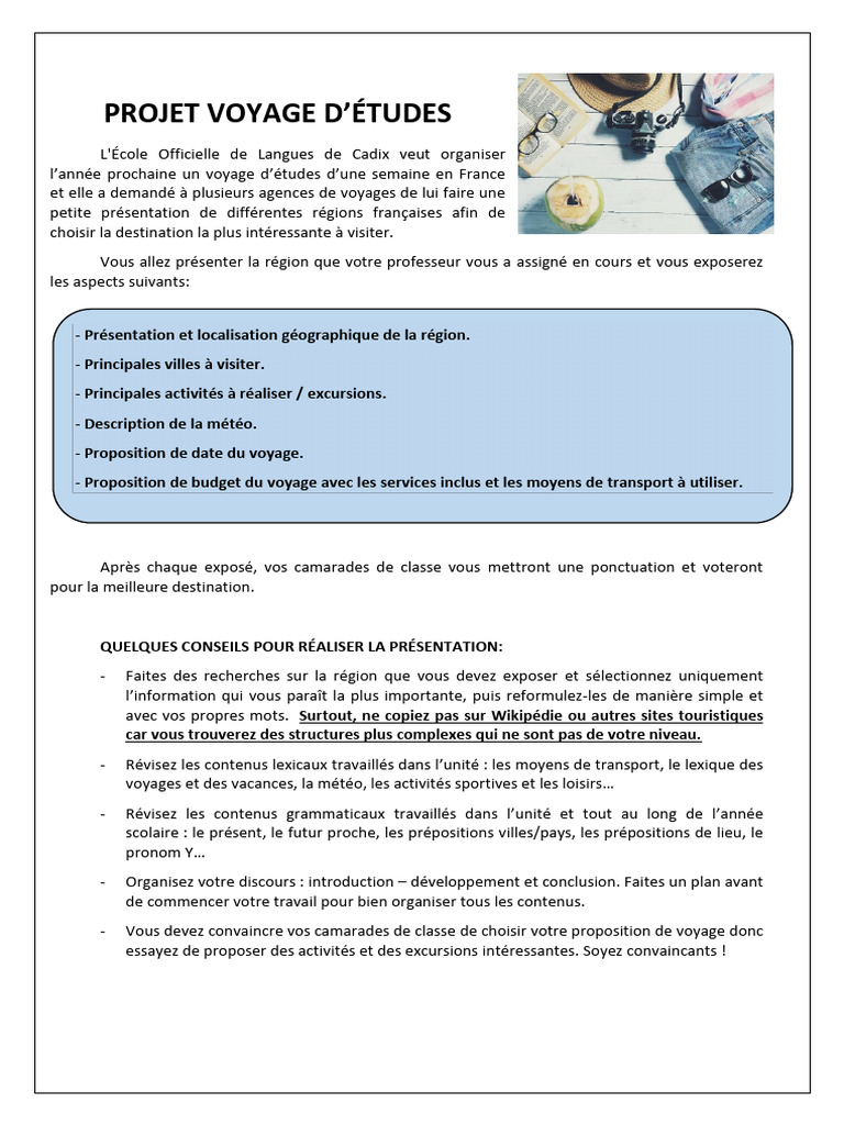 Tache Finale. Organiser Un Voyage | PDF