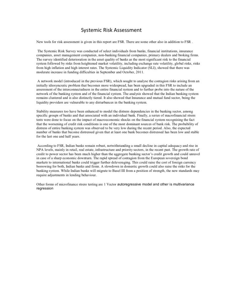 Systemic Risk Assessment | PDF
