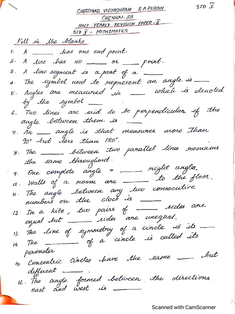 STD 5 Maths Half Yearly Revision 2 | PDF