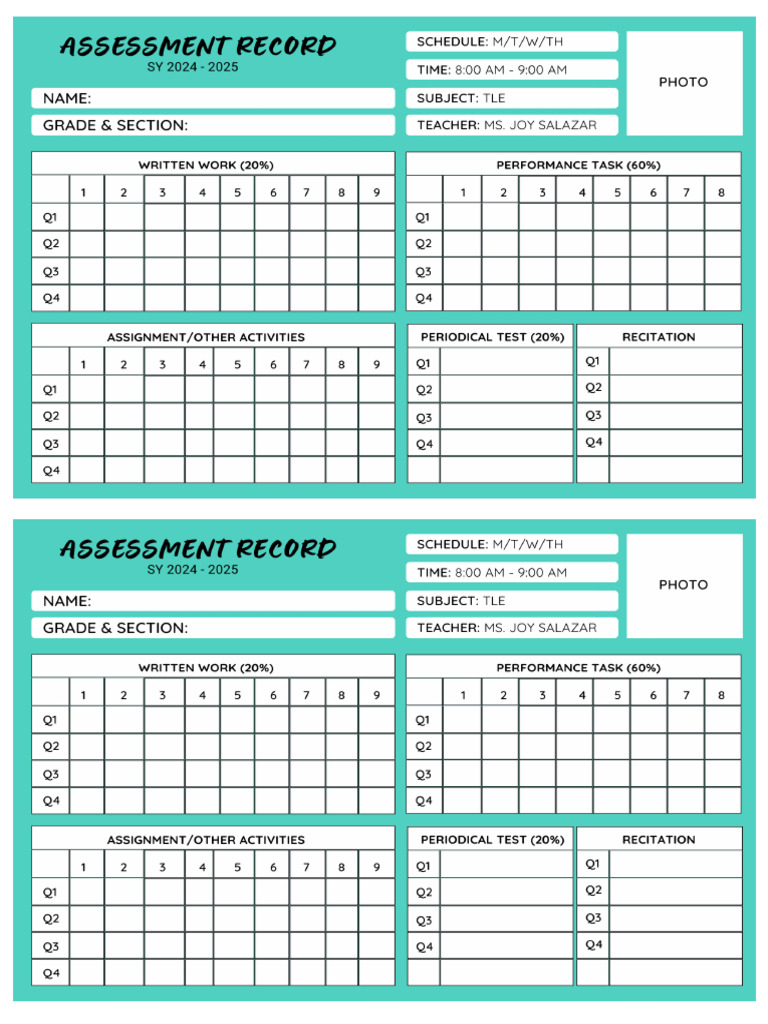 Assessment Record Template | PDF