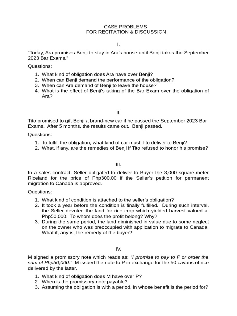 Case Problems For Oblicon Week 2 | PDF