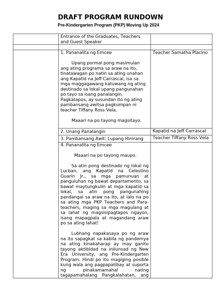 Pkp Program Rundown 2024 | PDF