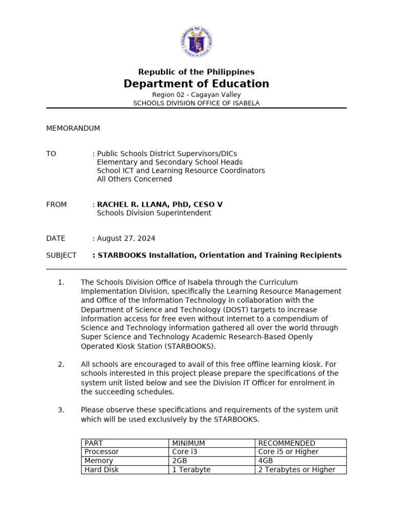 Memo-Starbooks-2024 | PDF