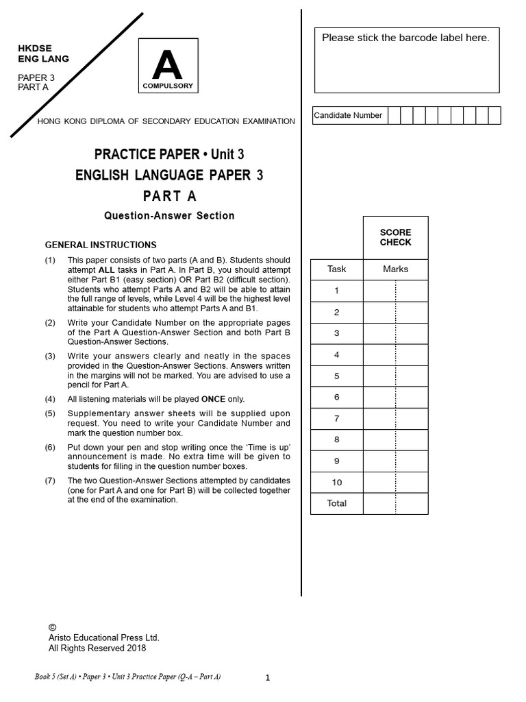 2018P3 5A U3 PracticePaper Answers | PDF