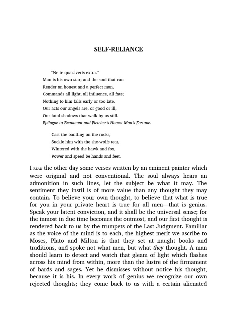 Self Reliance & Heroism (Ralph Waldo Emerson) | PDF