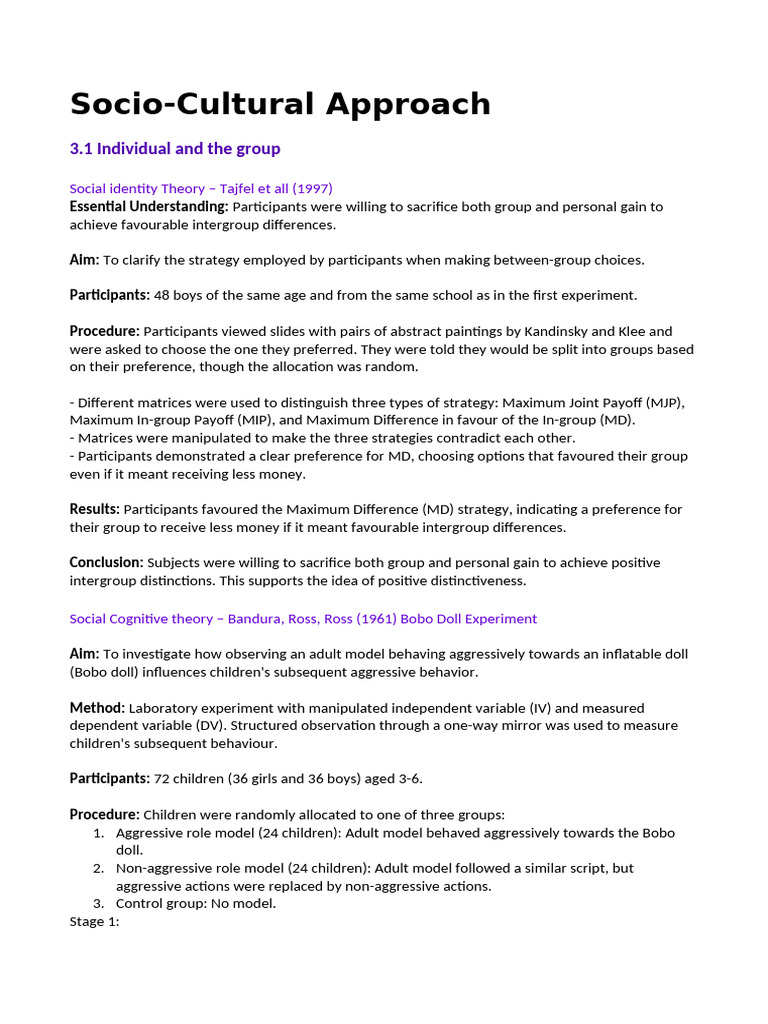 Socio-cultural Approach | PDF