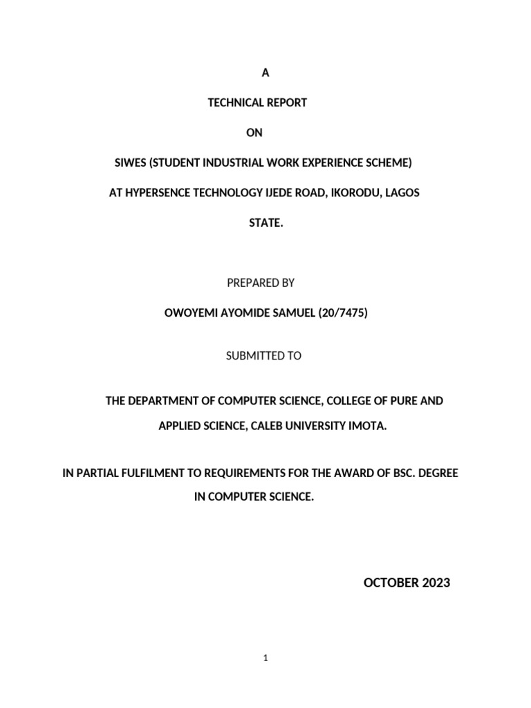 A Student Industrial Work Experience Pdf