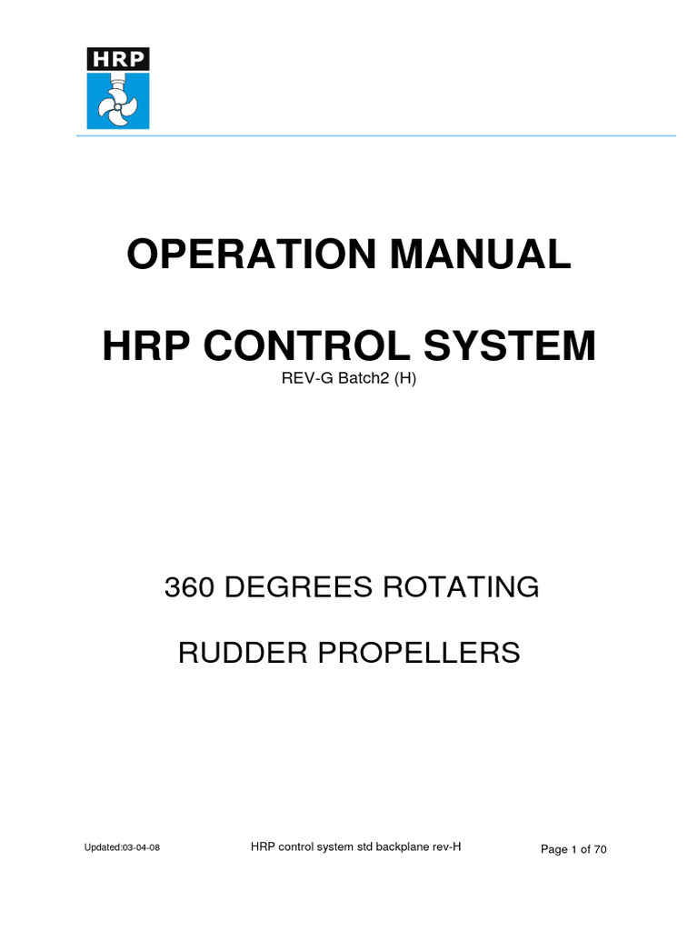 Operation Manual HRP Control System: 360 Degrees Rotating Rudder Propellers | PDF
