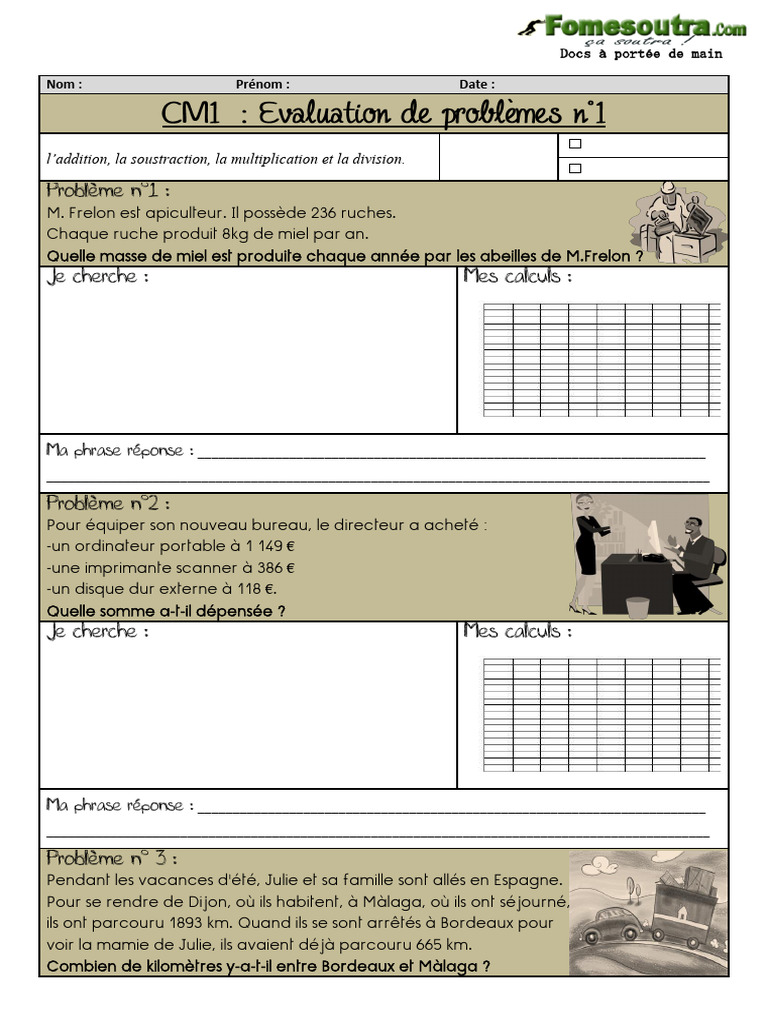 1evaluation de Probleme 1 Niveau cm1 | PDF