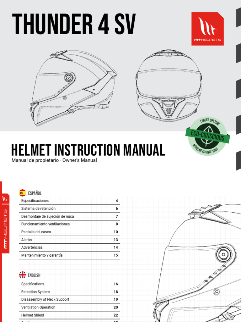 MT Helmets - Thunder 4 SV User Manual | PDF